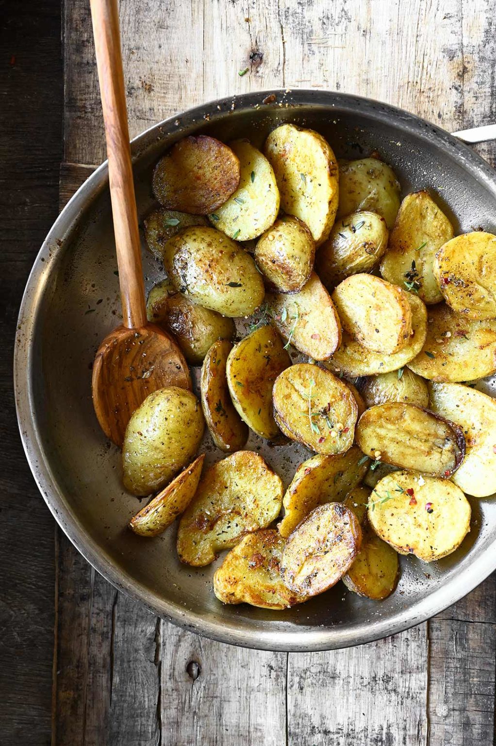 Crispy Garlic Butter Potatoes - Serving Dumplings