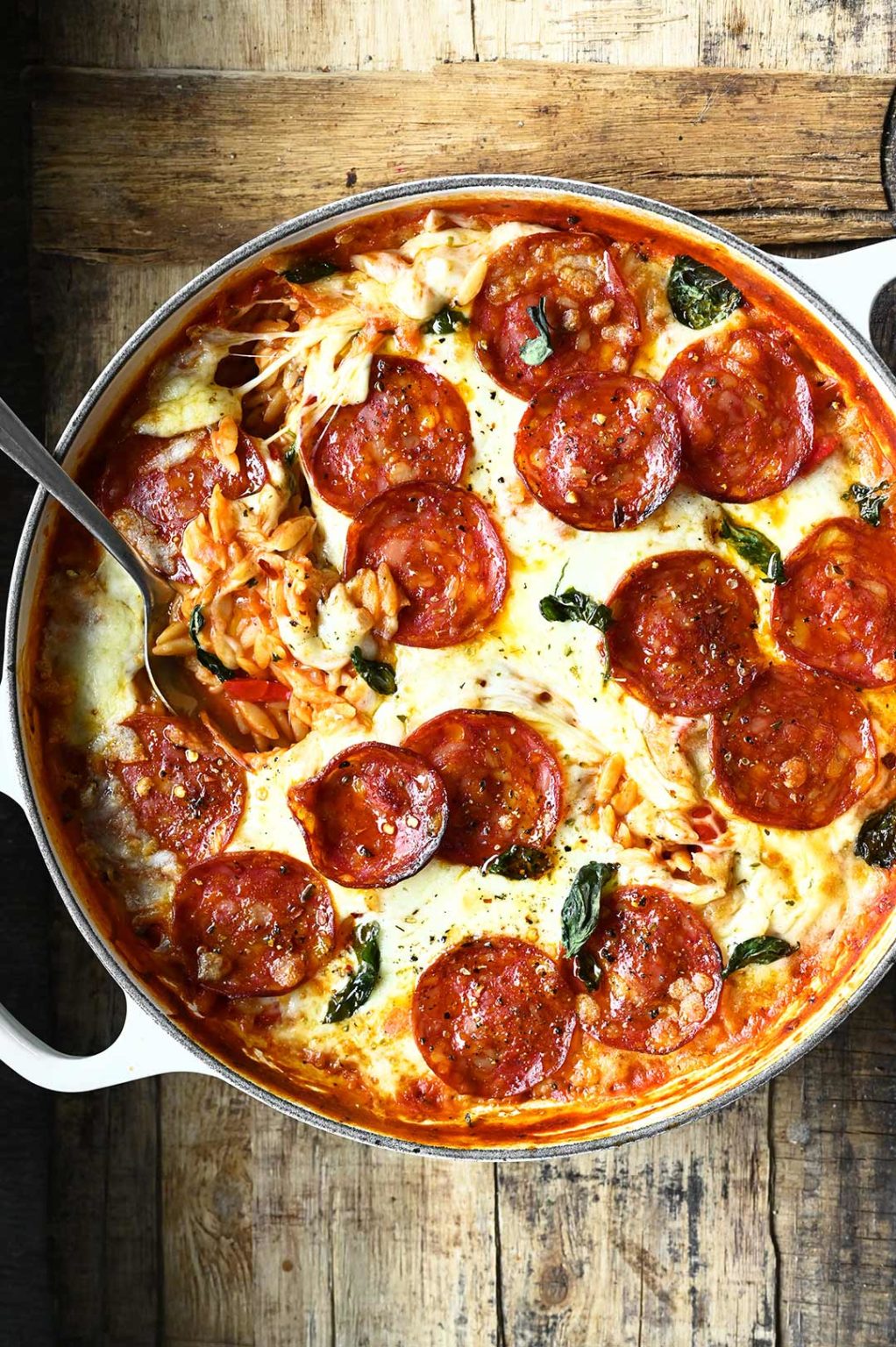 One Pot Pizza Casserole - Serving Dumplings