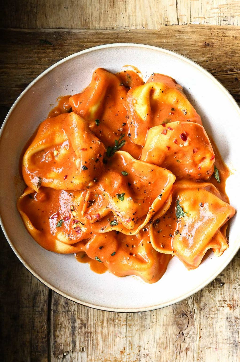 Creamy Tomato Tortellini - Serving Dumplings
