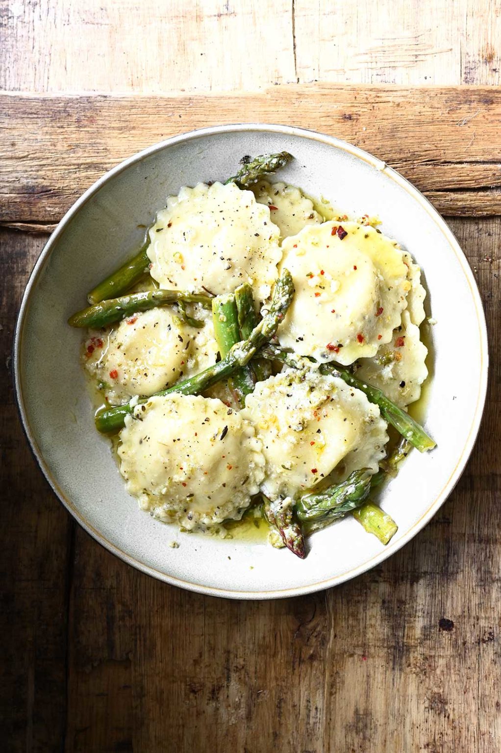 Ravioli in Lemon Parmesan Butter - Serving Dumplings