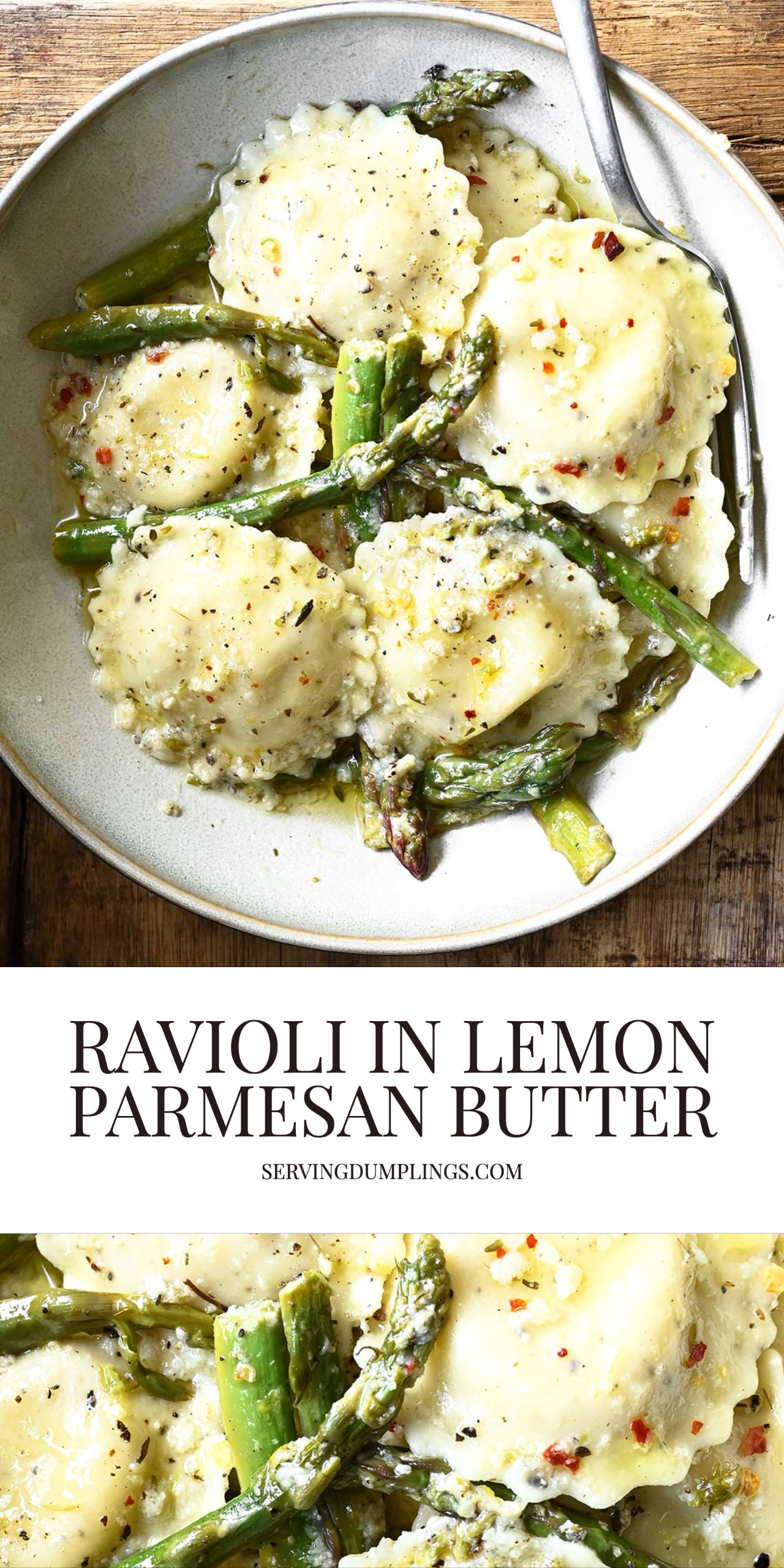 Ravioli in Lemon Parmesan Butter - Serving Dumplings