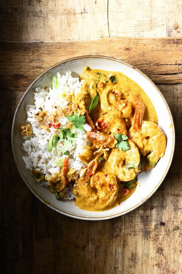 Thai Coconut Shrimp Curry - Serving Dumplings