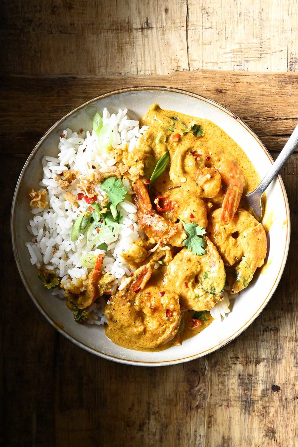 Thai Coconut Shrimp Curry - Serving Dumplings