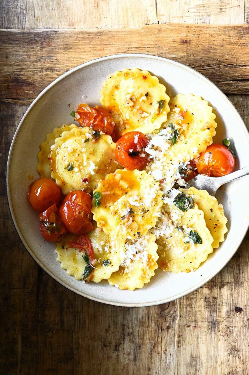 Basil Tomato Ravioli - Serving Dumplings