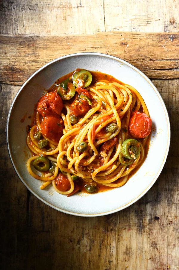 Pasta Puttanesca - Serving Dumplings