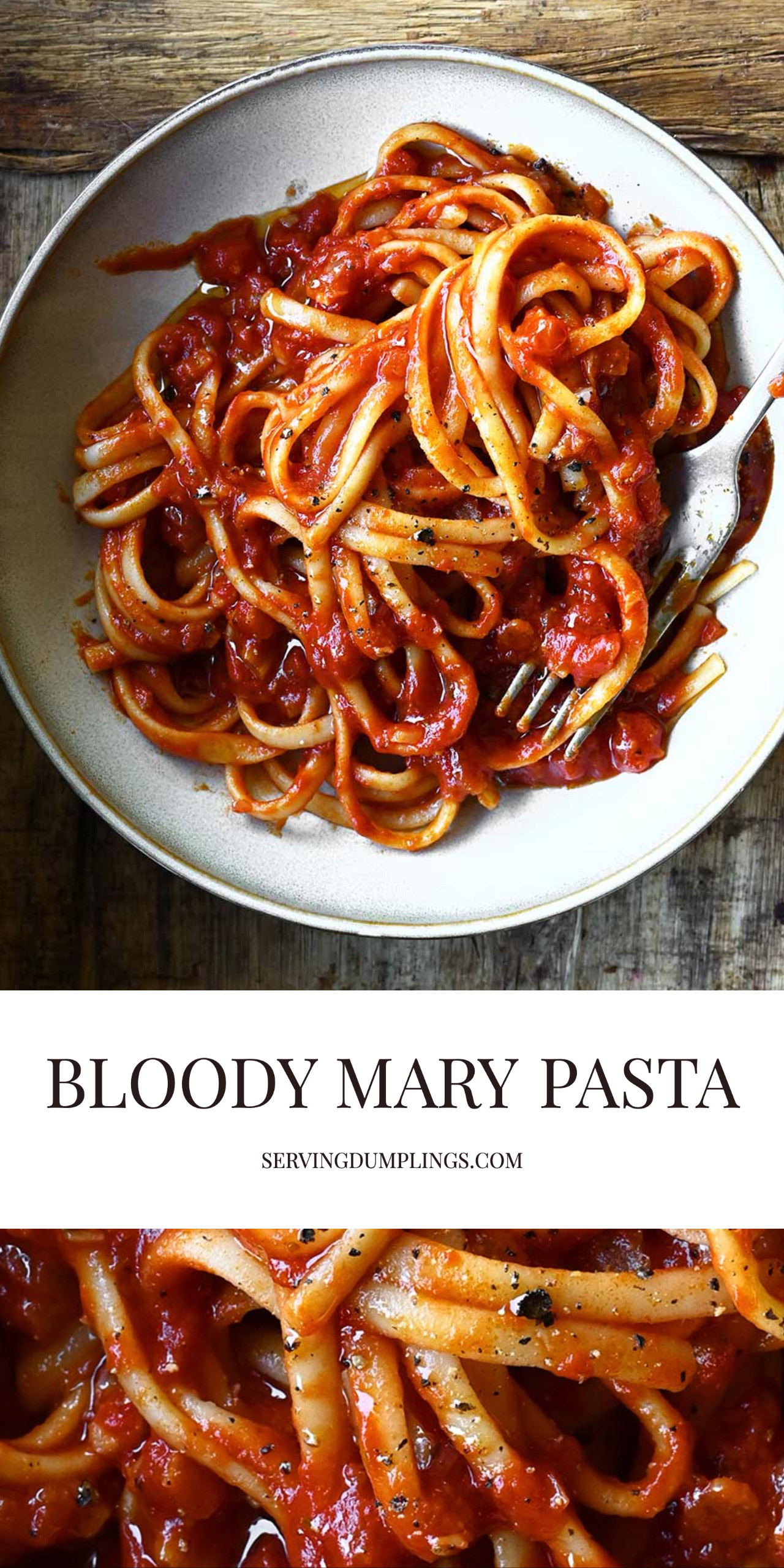 Bloody Mary Pasta - Serving Dumplings