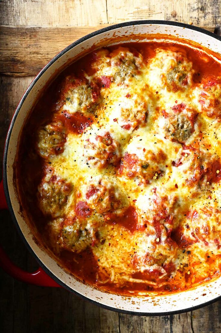 Cheesy Baked Rice Meatballs - Serving Dumplings