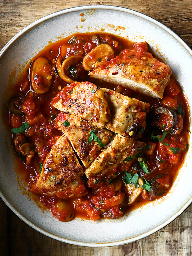 Chicken Cacciatore - Serving Dumplings