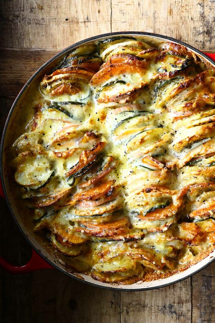 Potato and Vegetable Gratin - Serving Dumplings