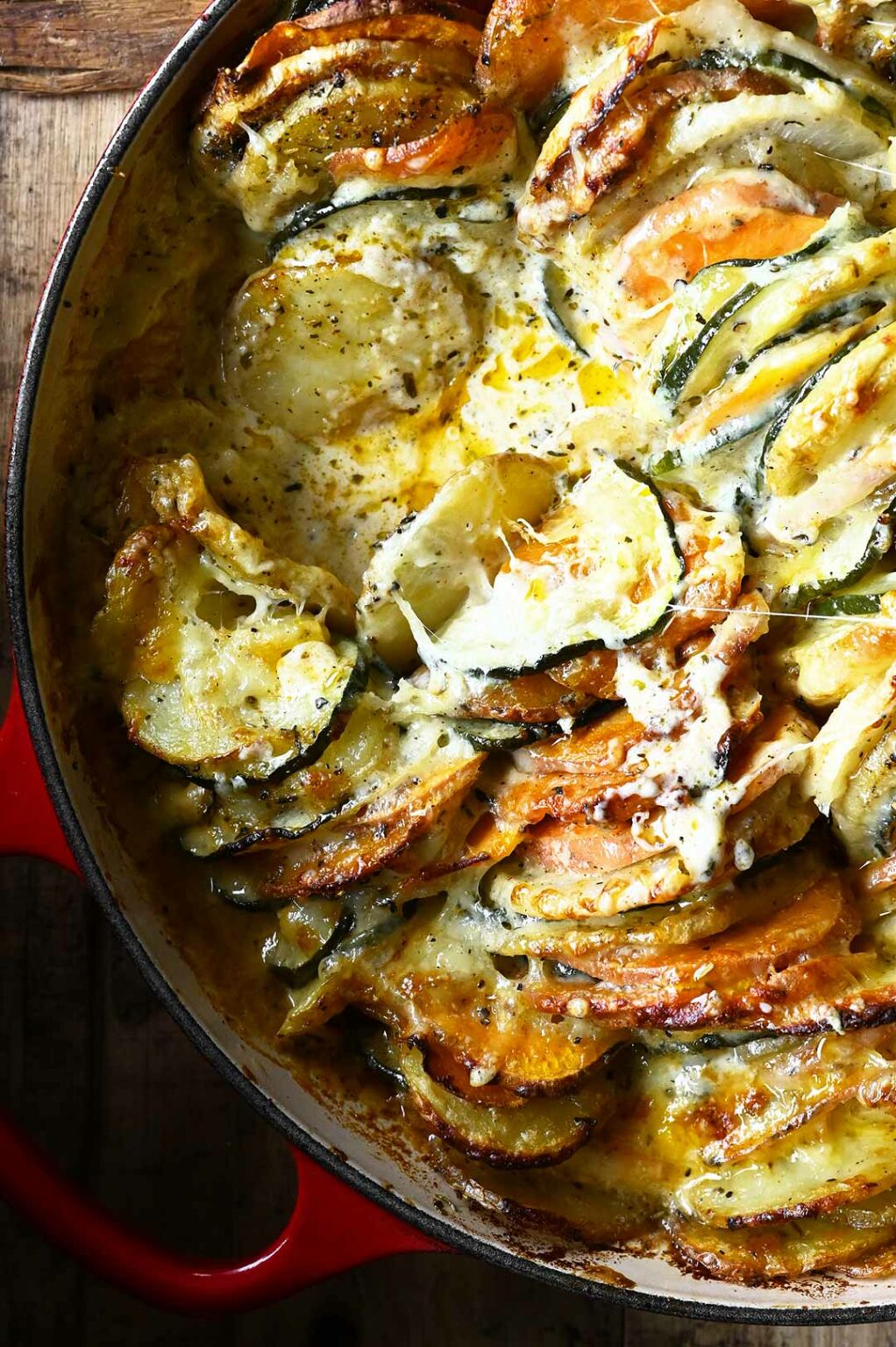 Potato and Vegetable Gratin - Serving Dumplings