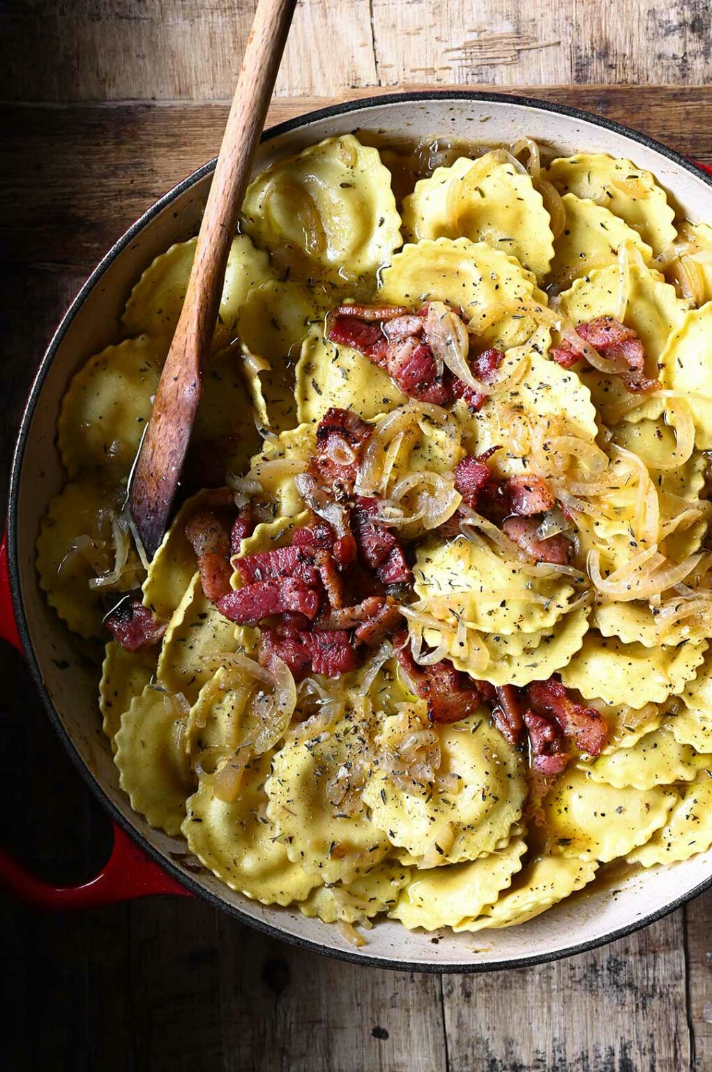 French Onion Ravioli - Serving Dumplings