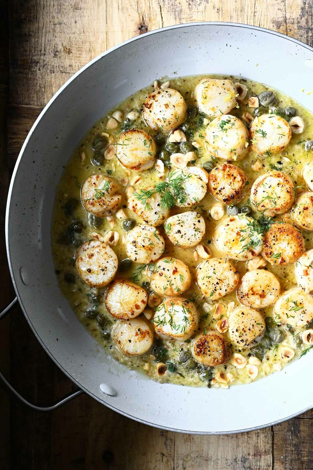 Lemon Garlic Scallops with Polenta - Serving Dumplings