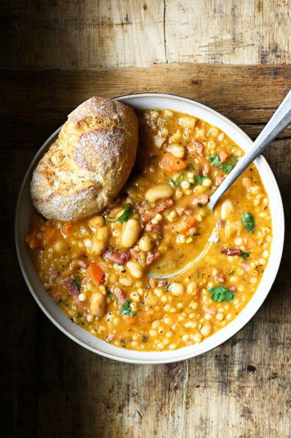 Hearty Bean Soup - Serving Dumplings
