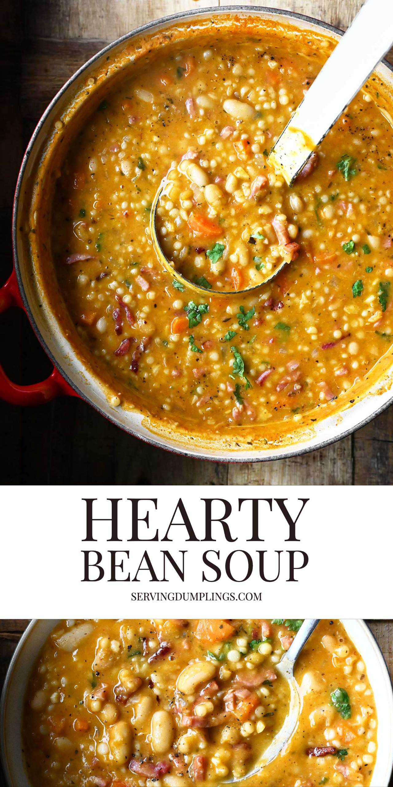 Hearty Bean Soup - Serving Dumplings