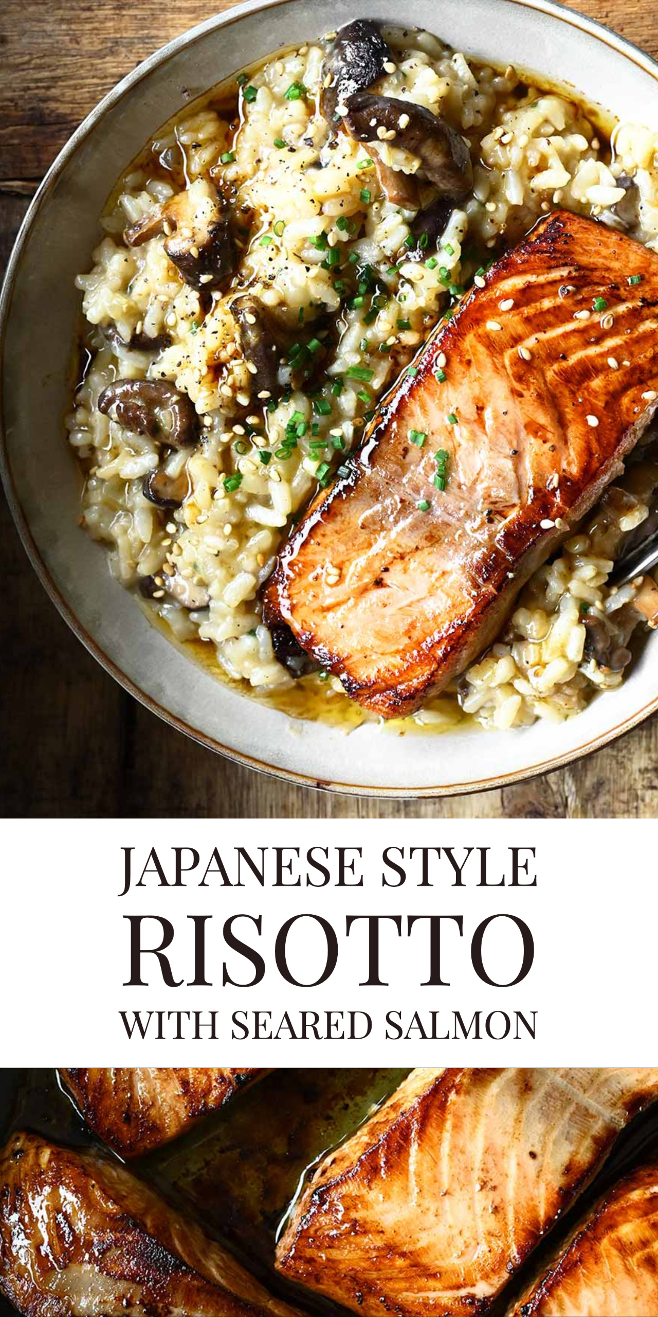 Japanese Style Risotto with Seared Salmon - Serving Dumplings