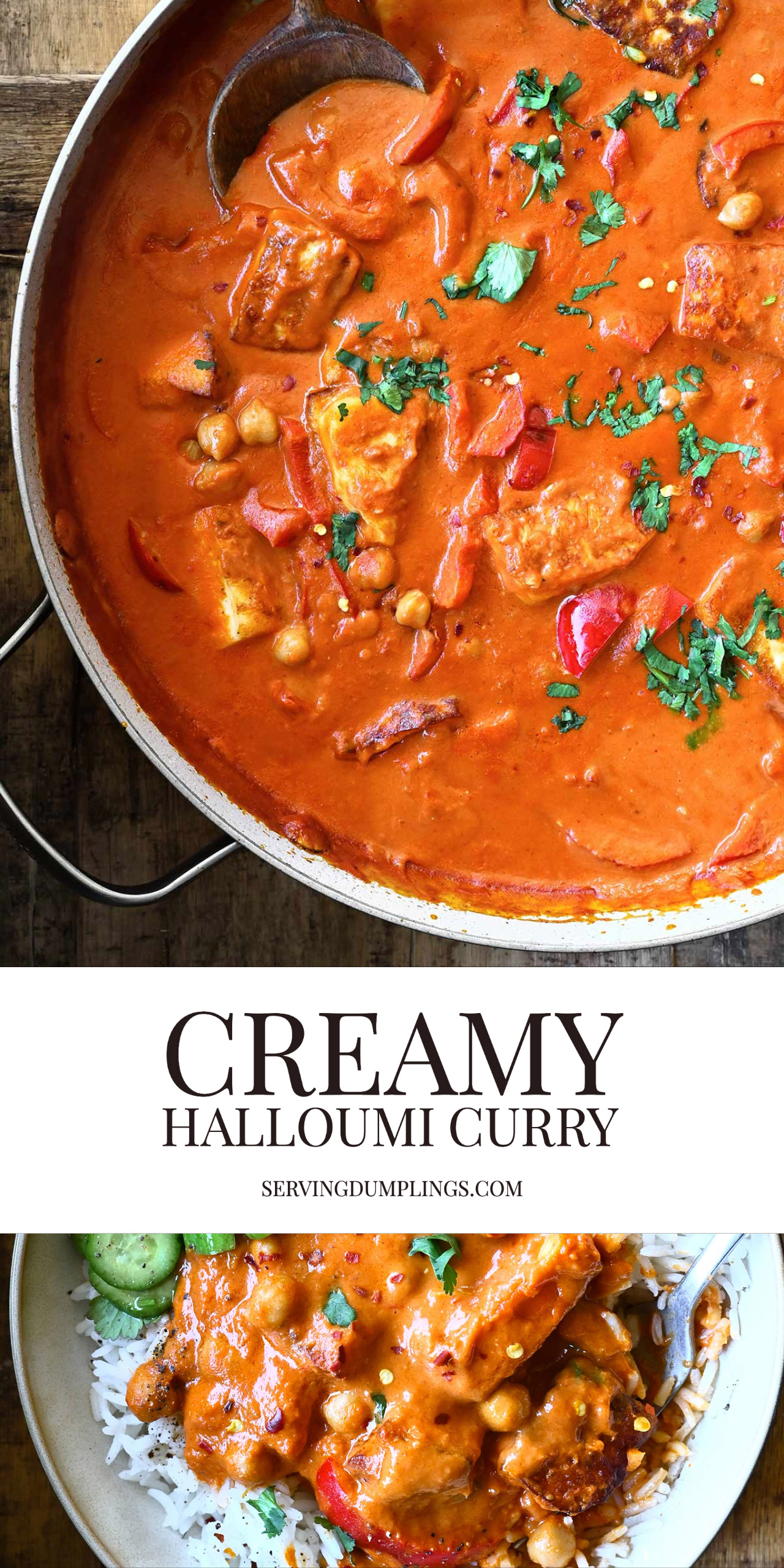 30 Minute Halloumi Curry - Serving Dumplings