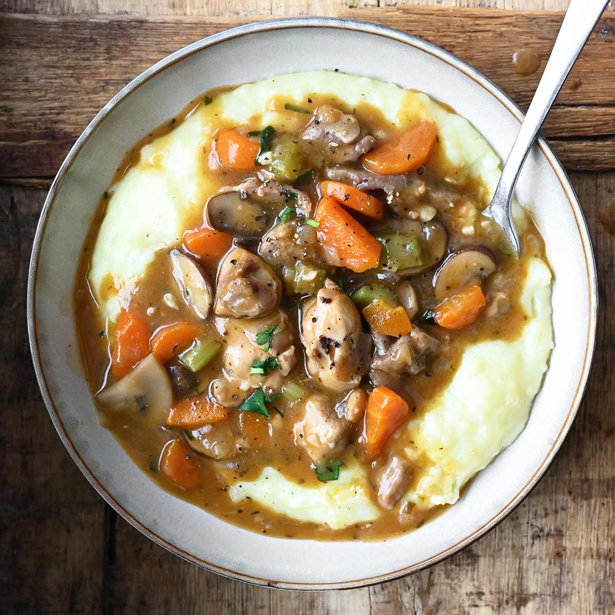 The Best Chicken Stew - Serving Dumplings