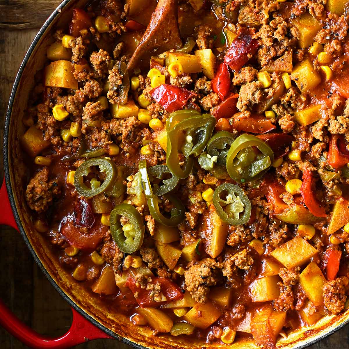 Easy Beef Picadillo - Serving Dumplings