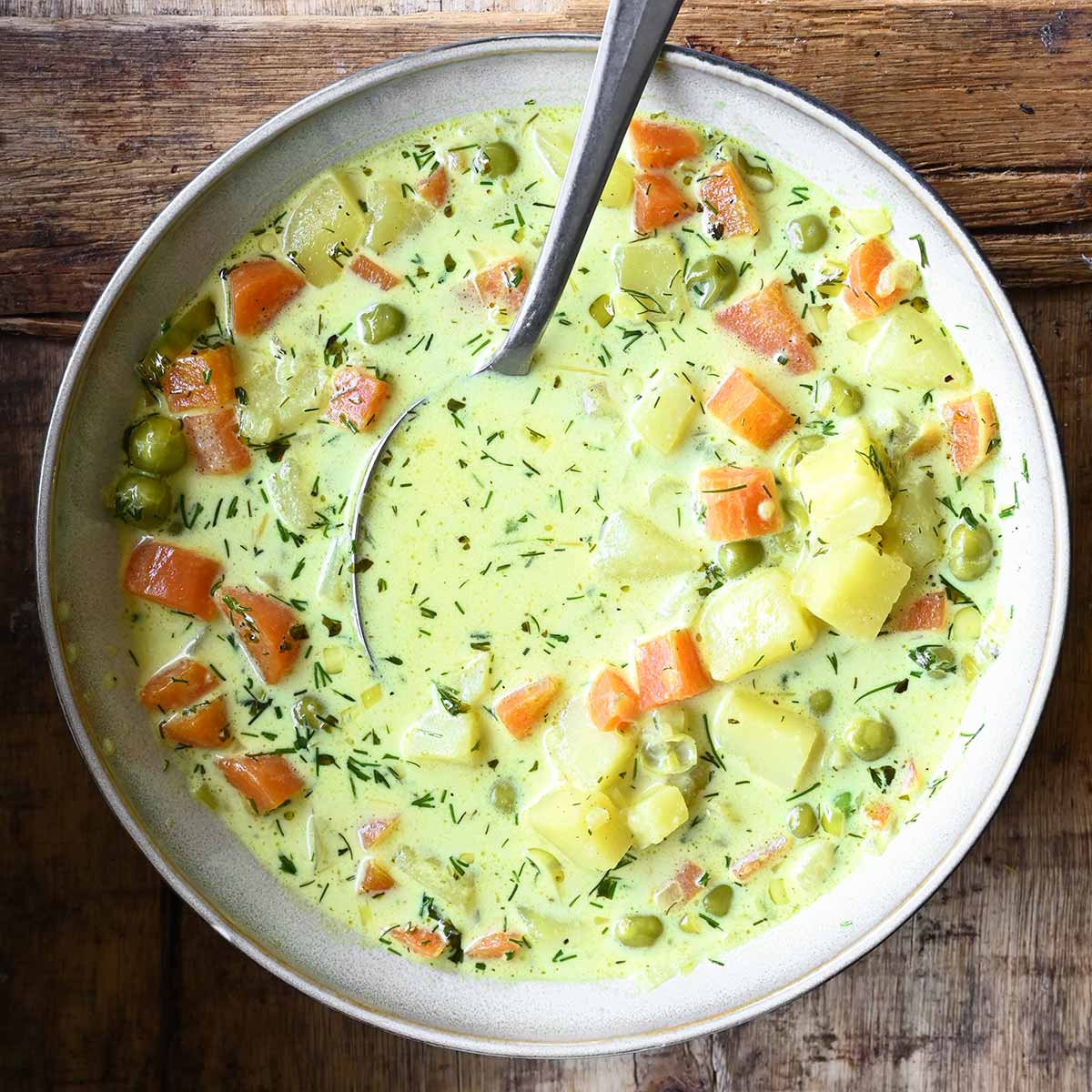 Polish Dill Soup - Serving Dumplings