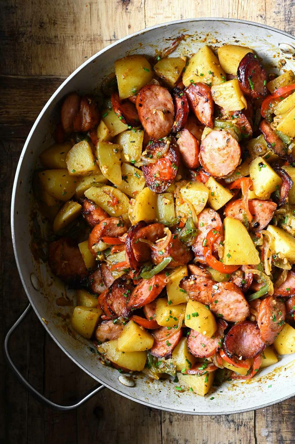 Kielbasa Potato Skillet - Serving Dumplings