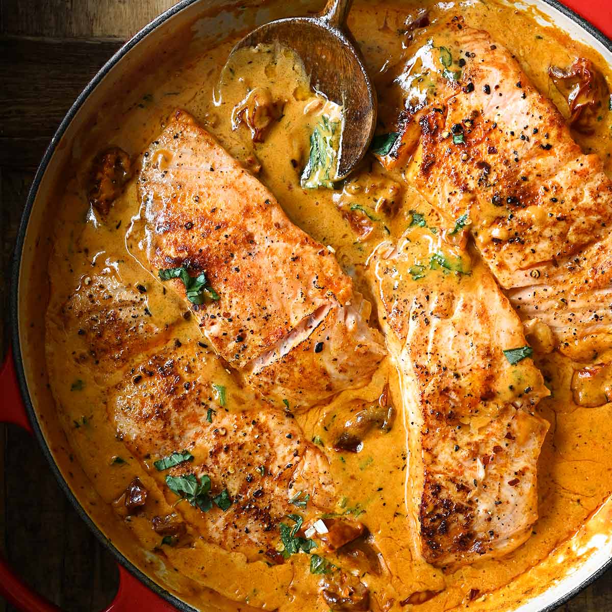 Marry Me Salmon - Serving Dumplings