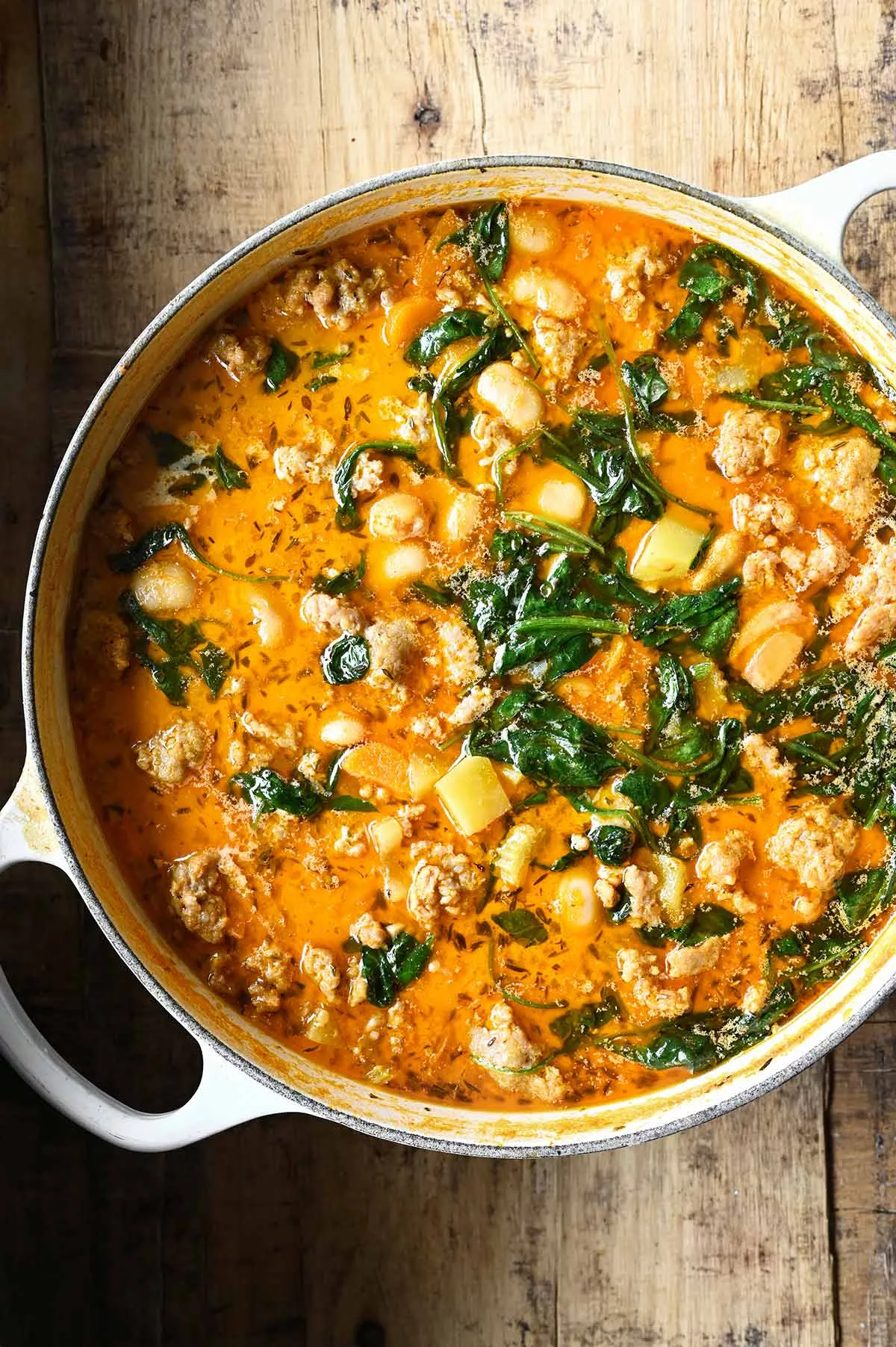 Tuscan White Bean Soup - Serving Dumplings