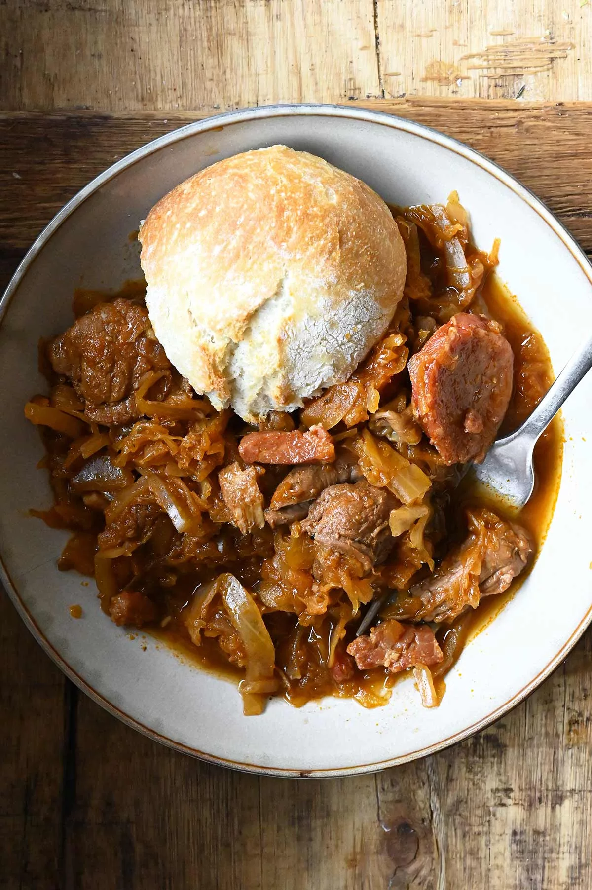 Bigos (Polish Hunter's Stew) - Serving Dumplings